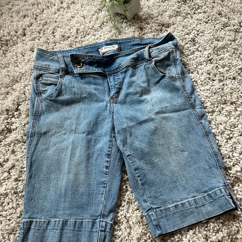 Fragile Blue Jeans Denim Side Button Stretchy Comfy M… - Gem
